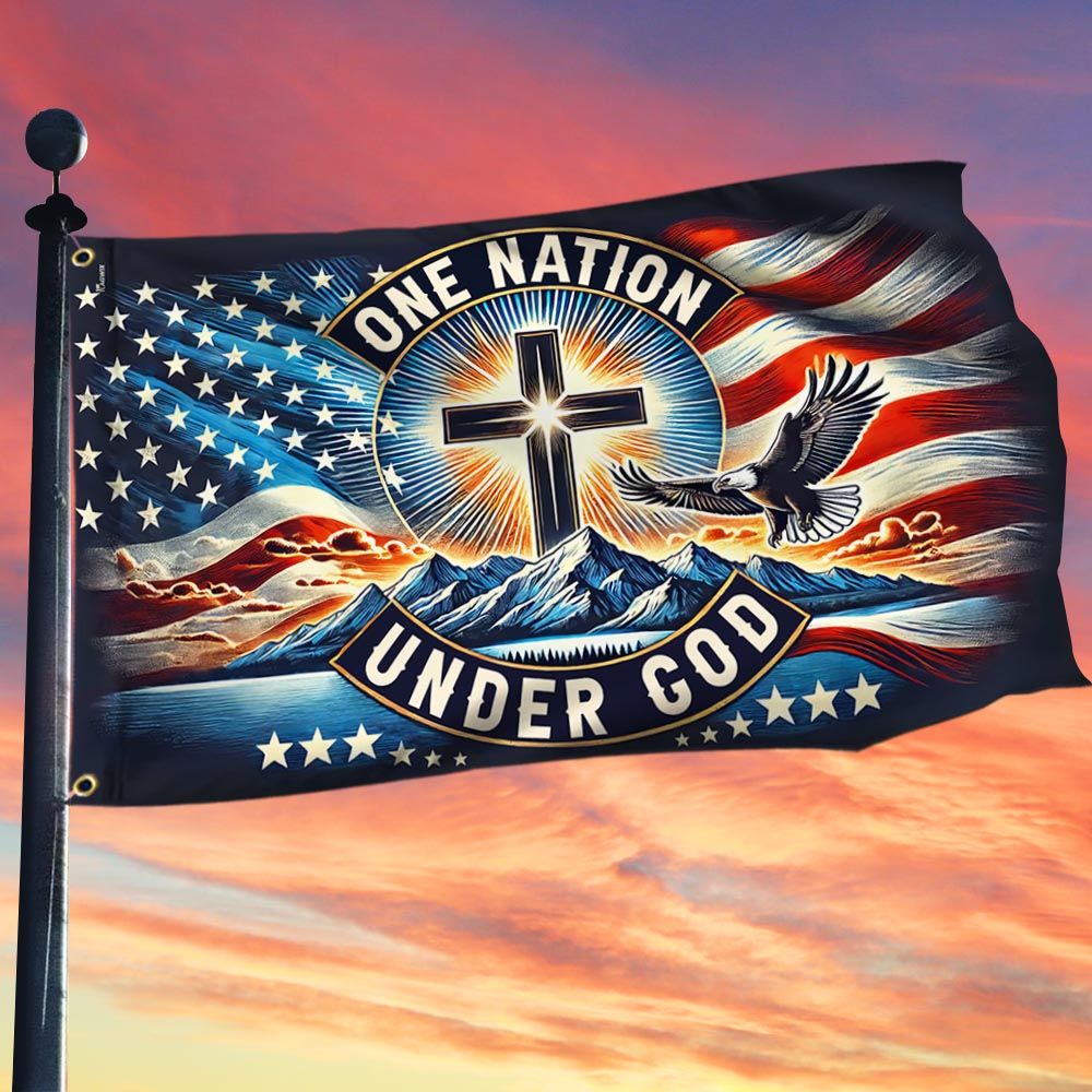 One Nation Under God Christian Patriotism American Grommet Flag – Flagwix