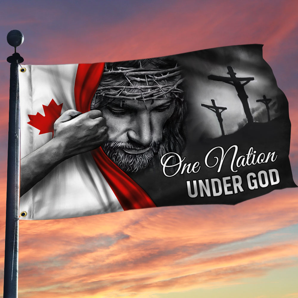 Jesus Flag One Nation Under God Canadian Grommet Flag – Flagwix