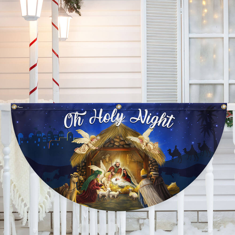 Nativity Of Jesus Christmas Fan Flag Holy Night Christmas Non-Pleated ...