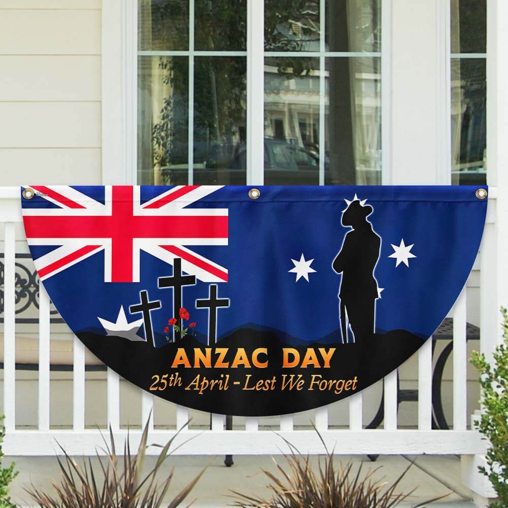 Anzac Day Australia 25th April Lest We Forget Non-Pleated Fan Flag ...