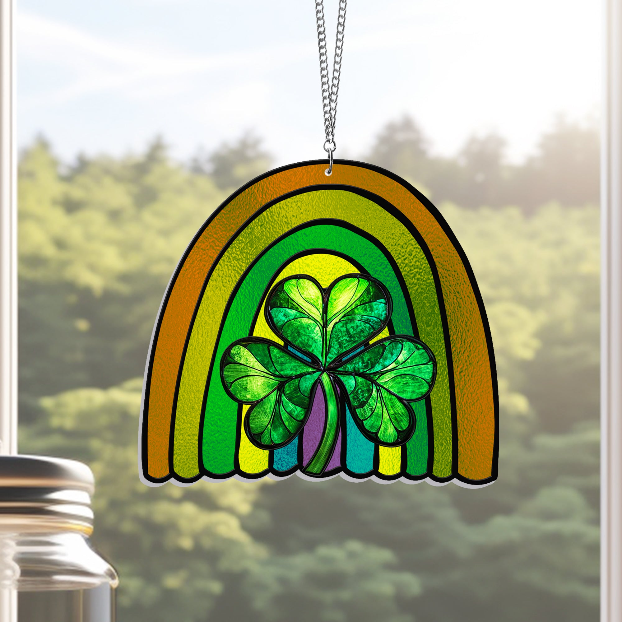 Irish Rainbow Shamrock Saint Patricks Day Acrylic Suncatcher Hanging ...