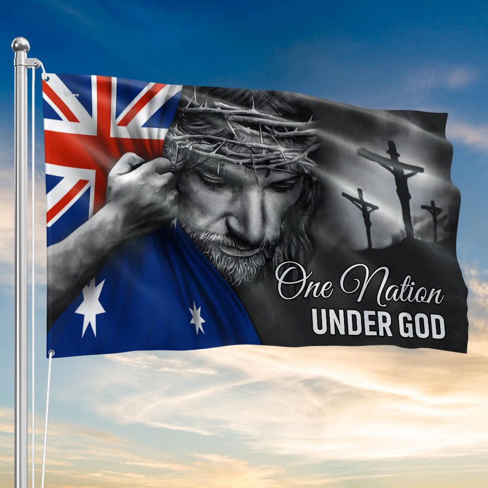 One Nation Under God Jesus Australian Flag - Patriotic Grommet Flag ...