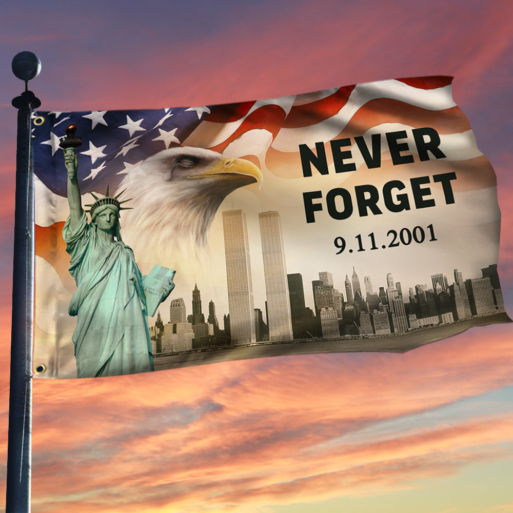 911 Flag Never Forget September 11 American Patriotic Grommet Flag ...