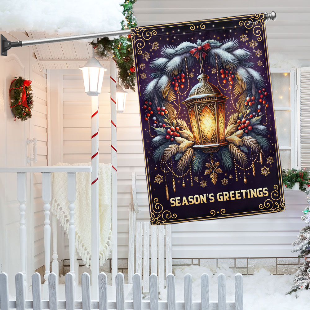 Christmas Lantern Season's Greetings Flag – Flagwix