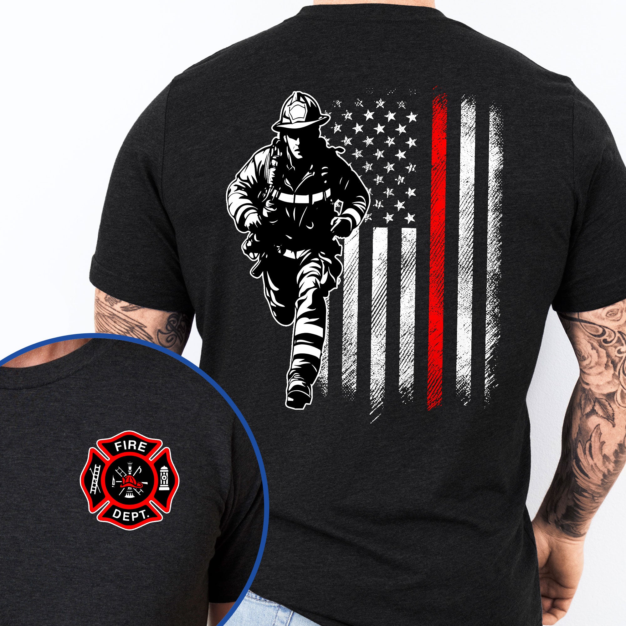 US Firefighter The Thin Red Line T-shirt PHB18DTD – Flagwix