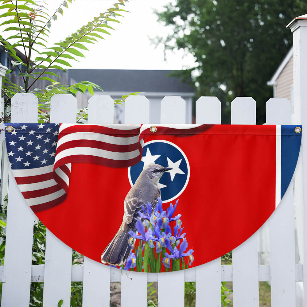 Tennessee State Mockingbird and Iris Flower Non-Pleated Fan Flag – Flagwix