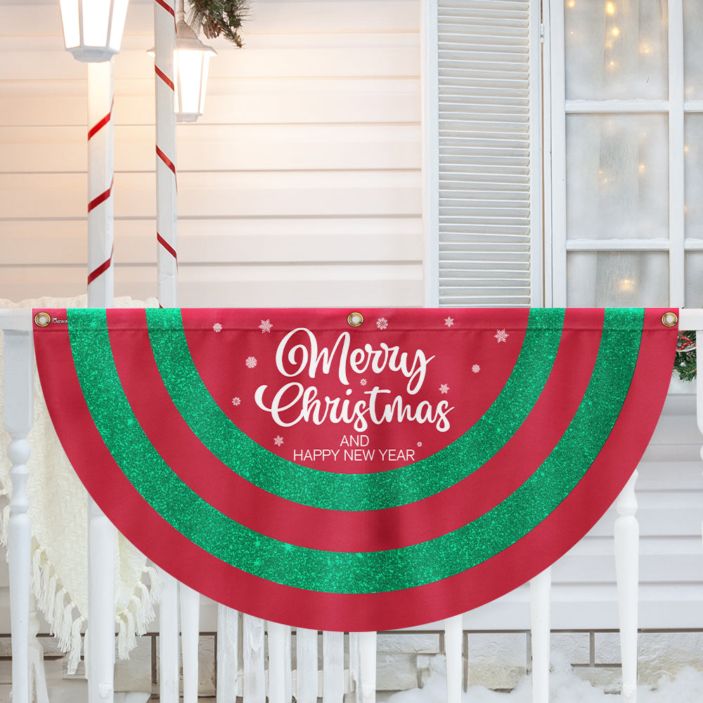 Merry Christmas And Happy New Year Non-Pleated Fan Flag – Flagwix