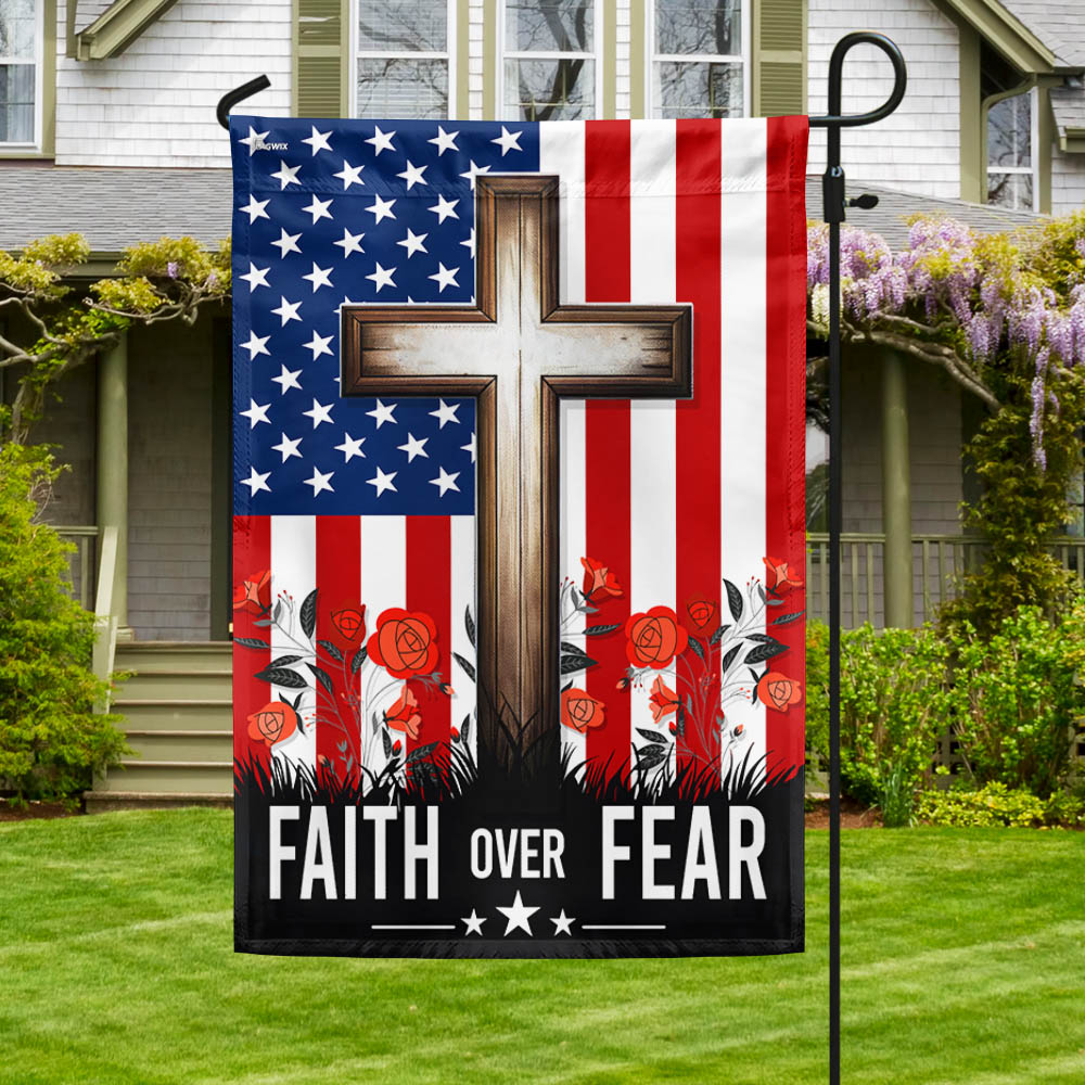 FLAGWIX Christian Jesus Cross Faith Over Fear Flag – Flagwix