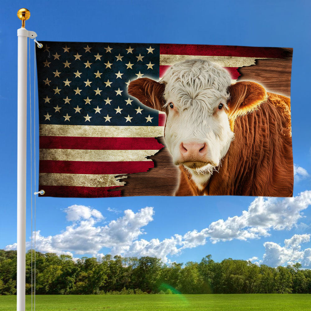 Herford Cow American Grommet Flag, Farm Flag – Flagwix