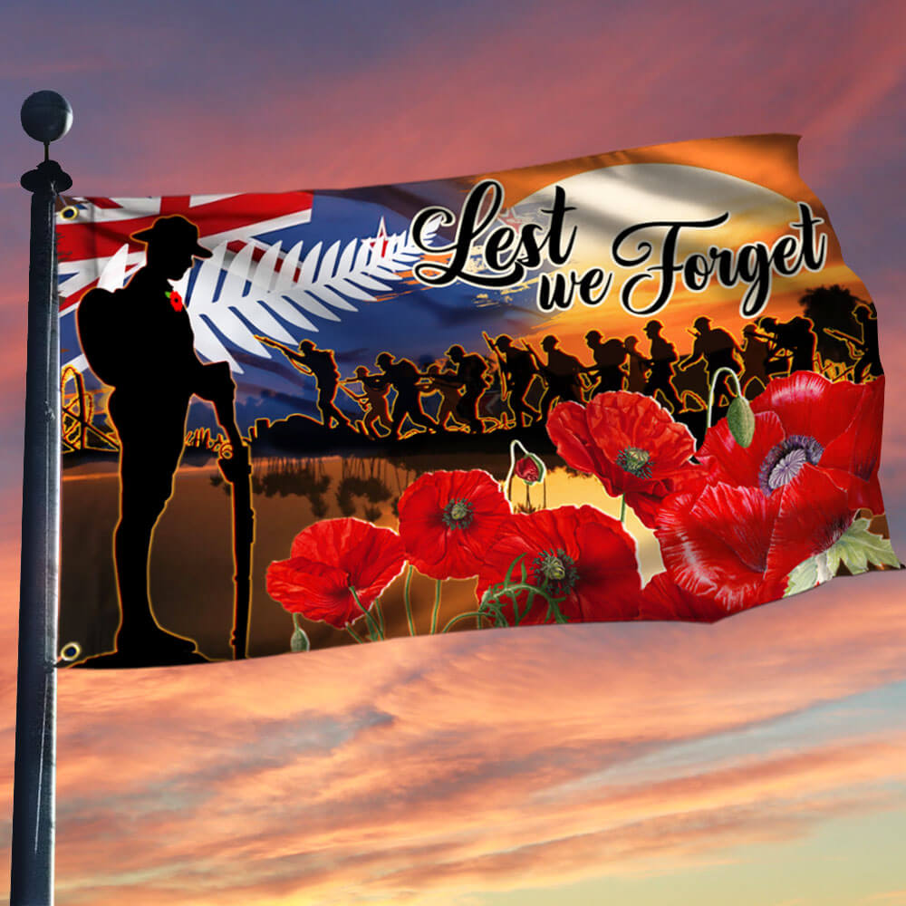 Lest We Forget, New Zealand Anzac Day Veteran Grommet Flag TPT674GF ...