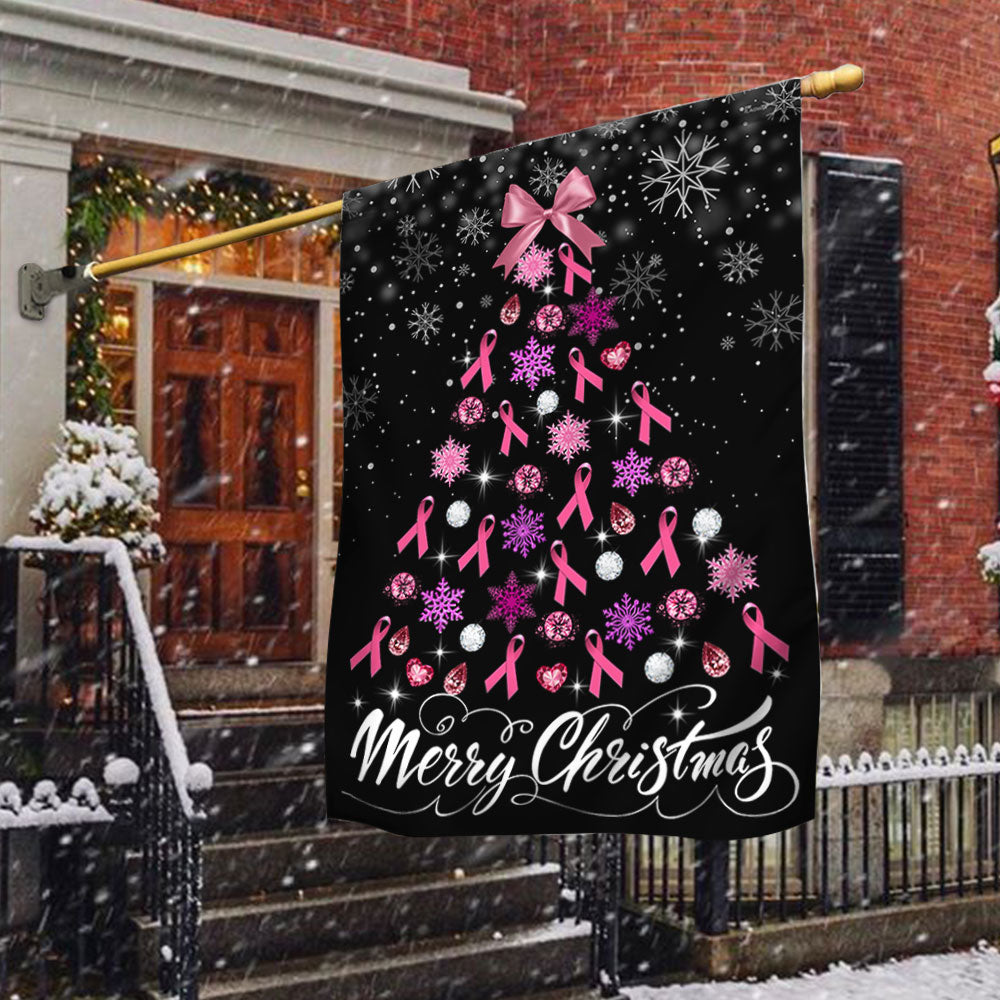 Breast Cancer Christmas Flag Merry Christmas Christmas Tree – Flagwix