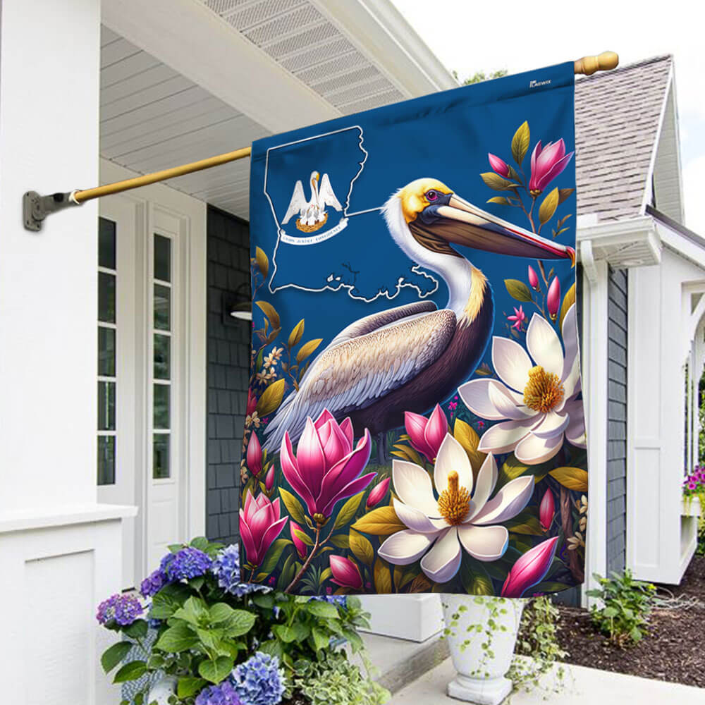 FLAGWIX Louisiana State Brown Pelican Bird and Magnolia Flower Flag ...