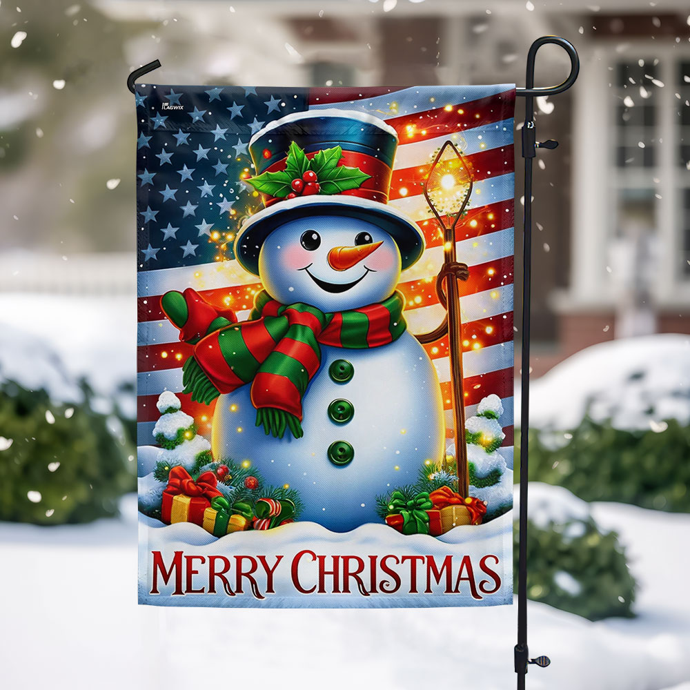 Snowman Christmas American Flag - Patriotic Holiday Gift & Décor - 3-D ...