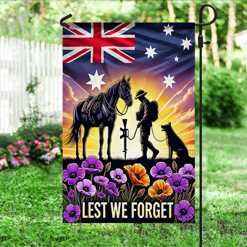 Anzac Day Animals in War Purple Poppy Australia Flag MLN5174DNV – Flagwix