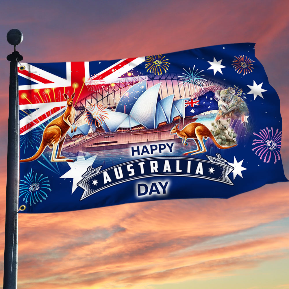 Happy Australia Day 26th January Australian Grommet Flag – Flagwix