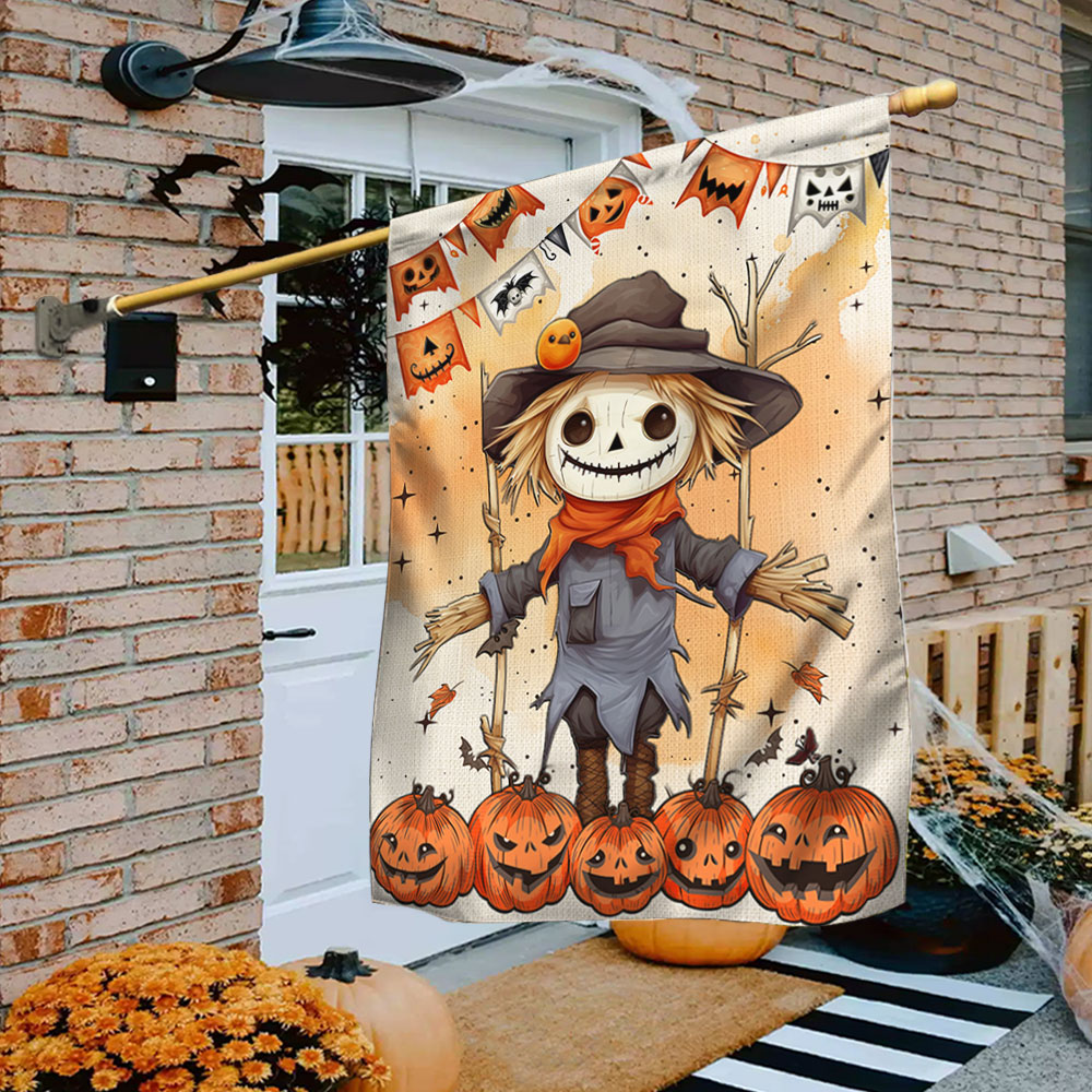 Spooky Scarecrow Fall Halloween Pumpkin Flag – Flagwix