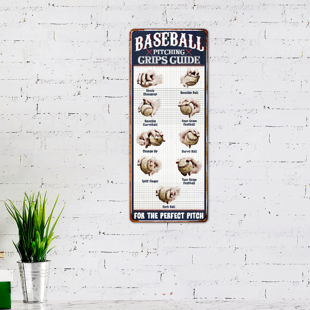 Baseball Pitching Grips Hanging Metal Sign – Flagwix