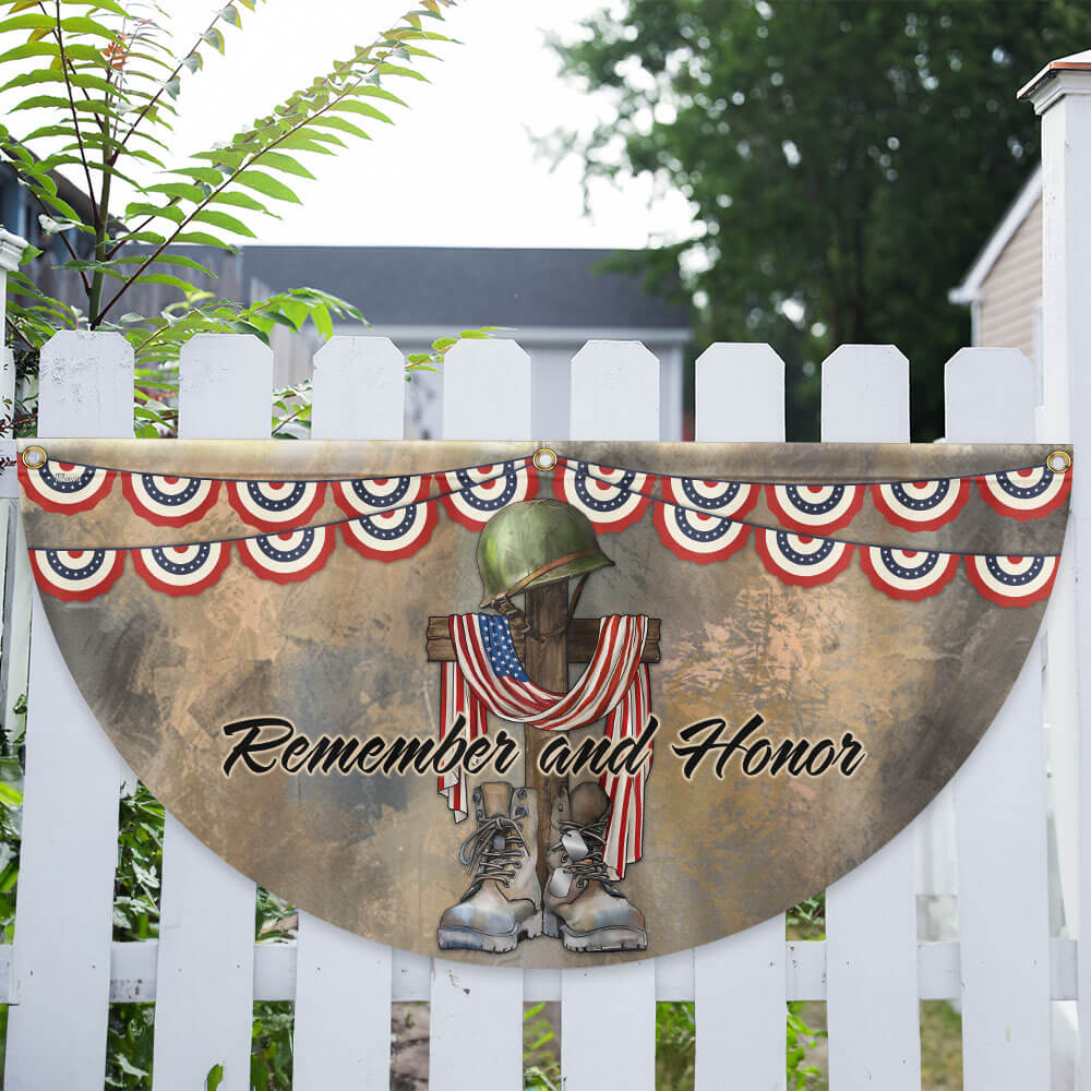 Memorial Day Flag Remember And Honor Veteran Non-Pleated Fan Flag – Flagwix