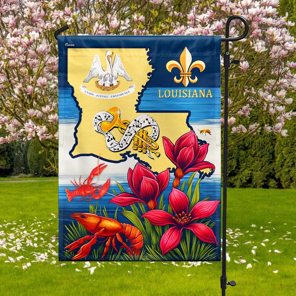 Louisiana State Fleur-de-lis and Magnolia Flower Flag – Flagwix