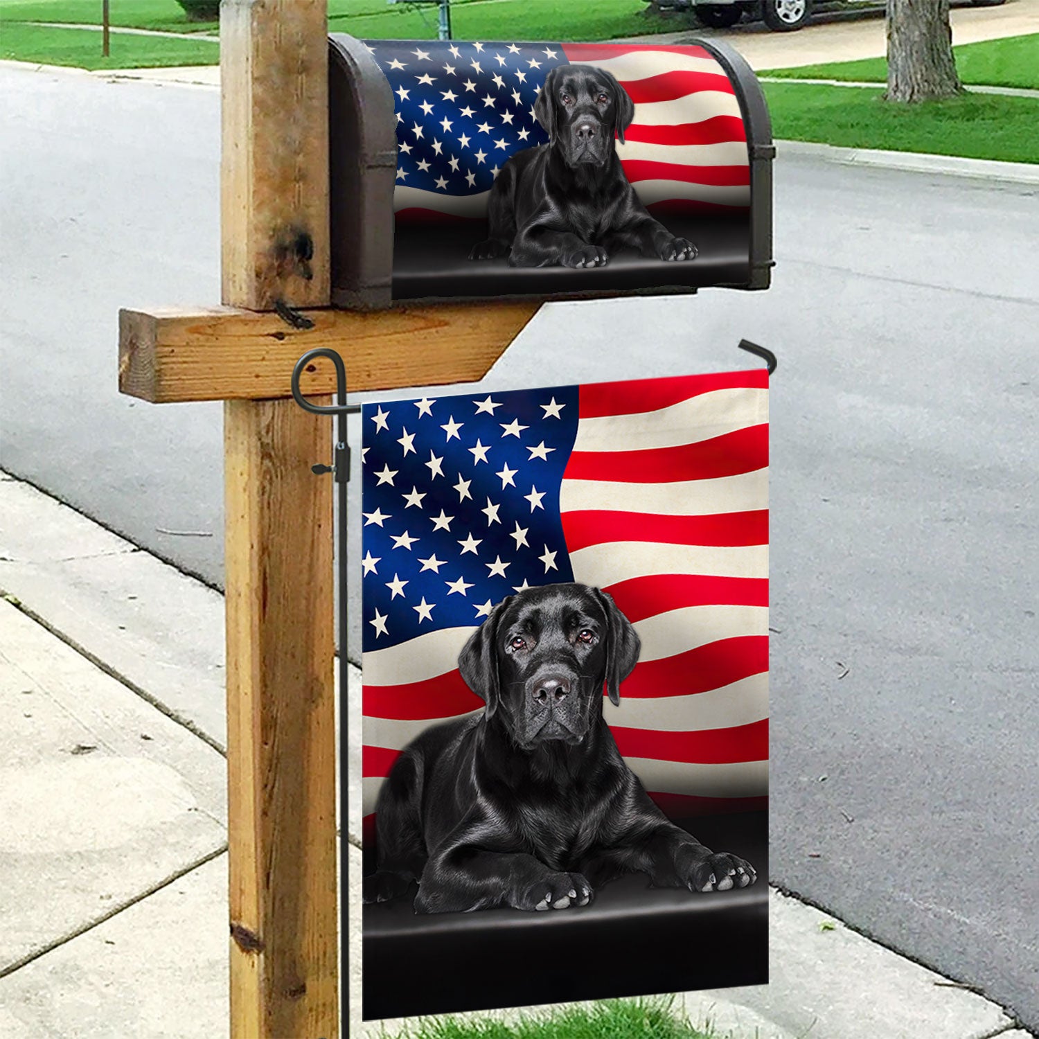 Black Labrador Retriever Dog American Garden Flag & Mailbox Cover – Flagwix