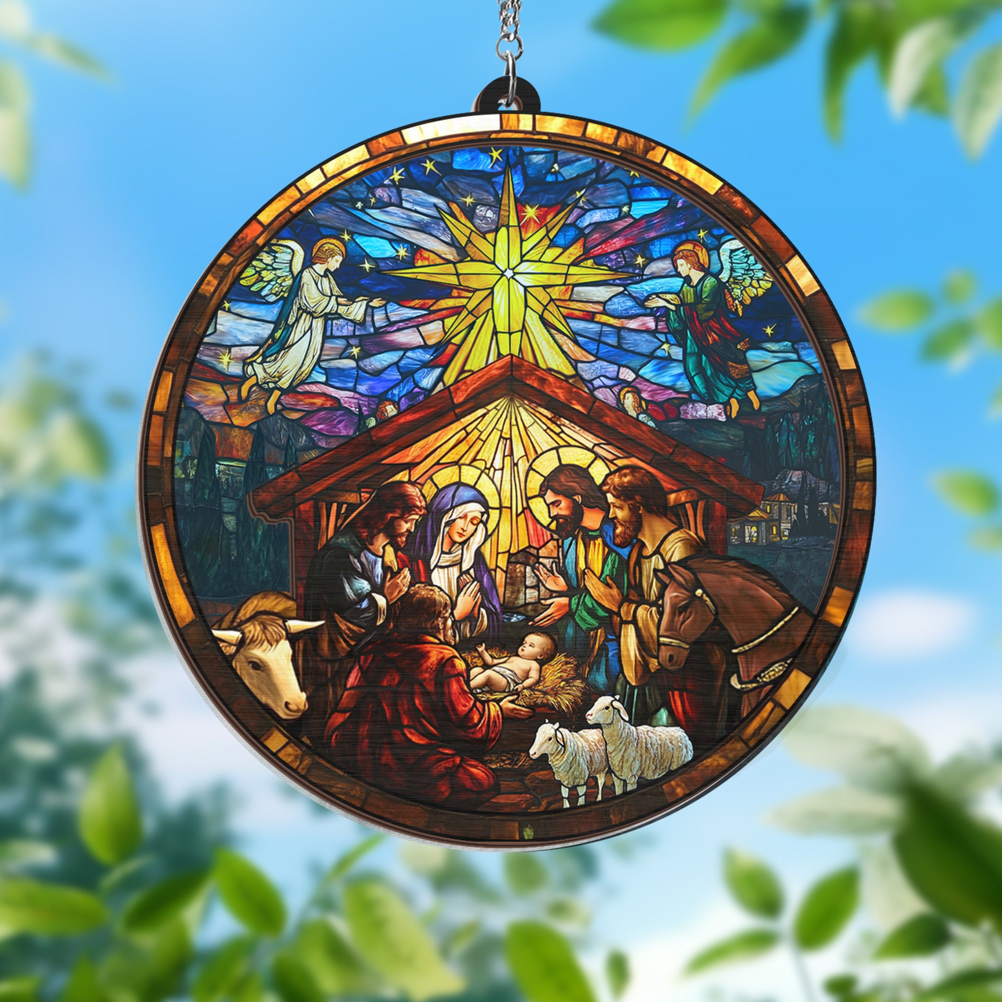 Religious Nativity Christmas 2 Layered Hanging Suncatcher – Flagwix