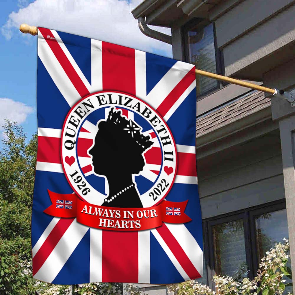 Queen Elizabeth II Memorial Always In Our Hearts Union Jack Flag – Flagwix