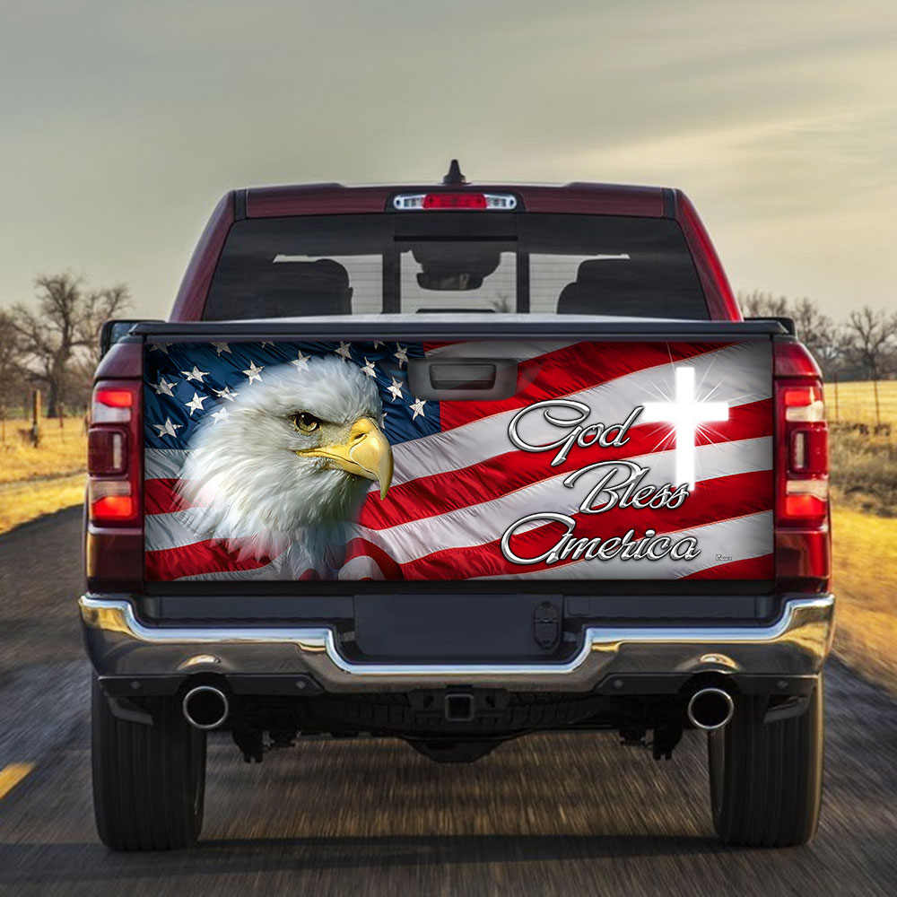 Patriot Eagle God Bless America Truck Tailgate Decal Sticker Wrap – Flagwix