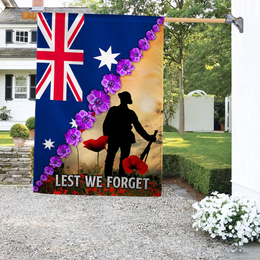 Anzac Day Lest We Forget Purple Poppy Australia Veteran Flag – Flagwix