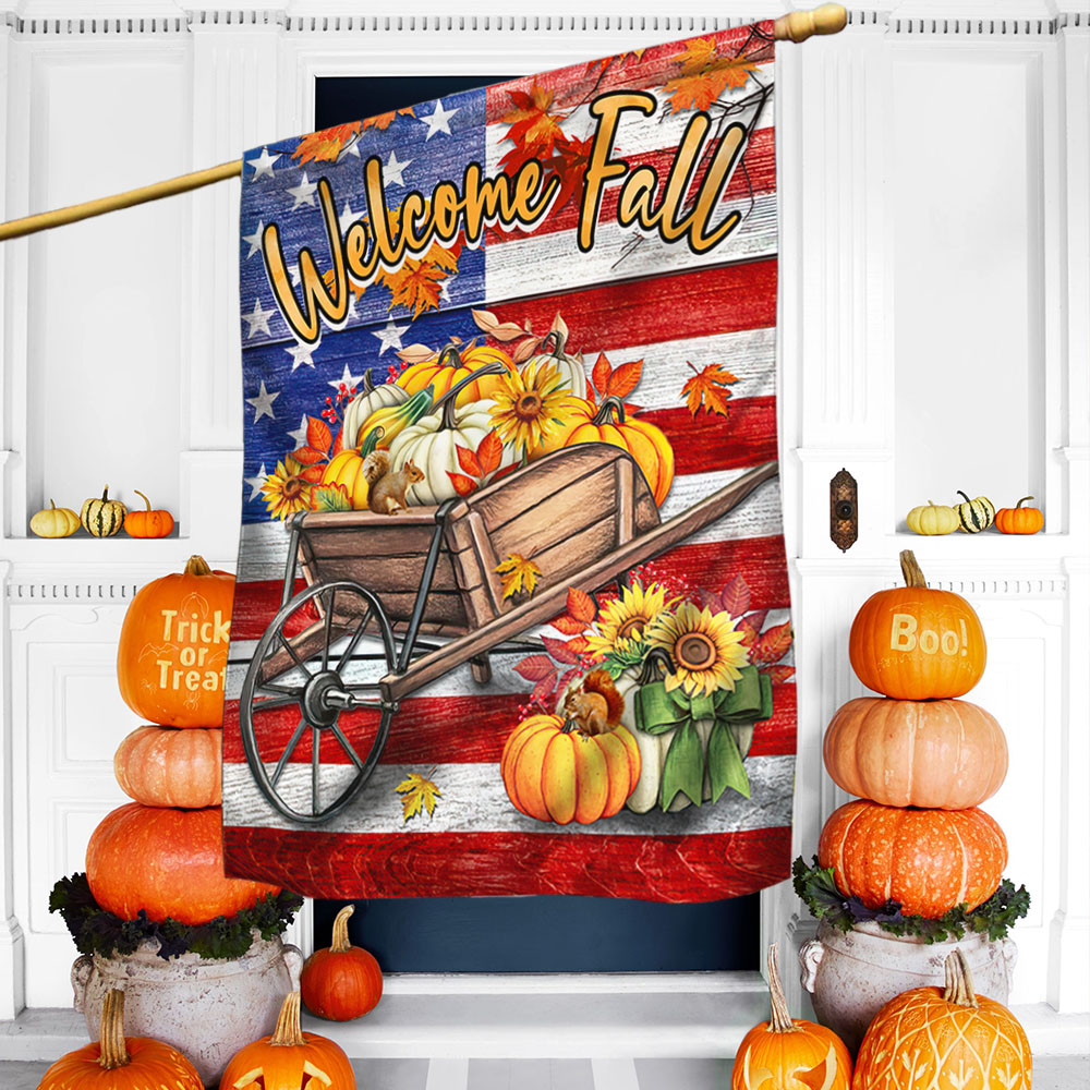Fall Flag. Happy Farm. Welcome Fall American Flag – Flagwix