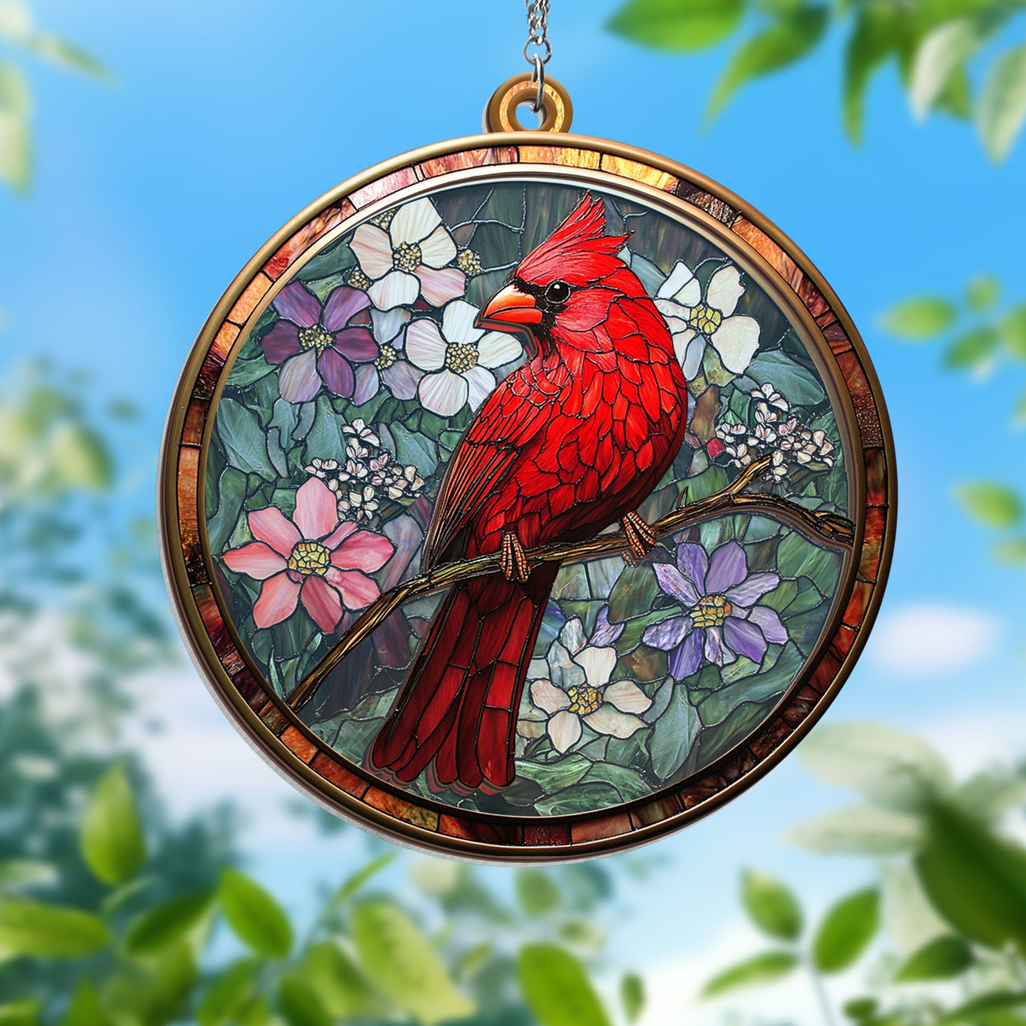 Red Cardinals Flower 2 Layered Hanging Suncatcher – Flagwix