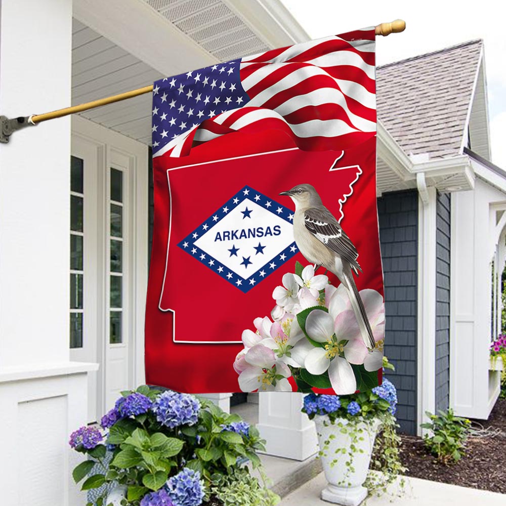 Arkansas State With Mocking Bird and Apple Blossom Flag TPT775Fv3 – Flagwix