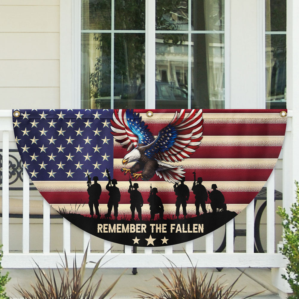 Remember the Fallen Veterans Memorial Day Patriotic Non-Pleated Fan Fl ...
