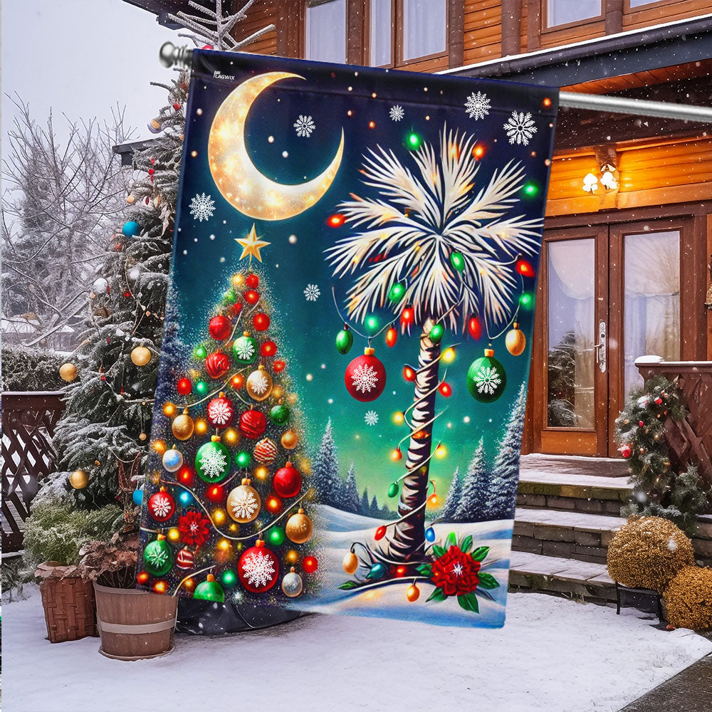 South Carolina Christmas Flag Palm Tree and Moon Christmas Tree Flag M ...