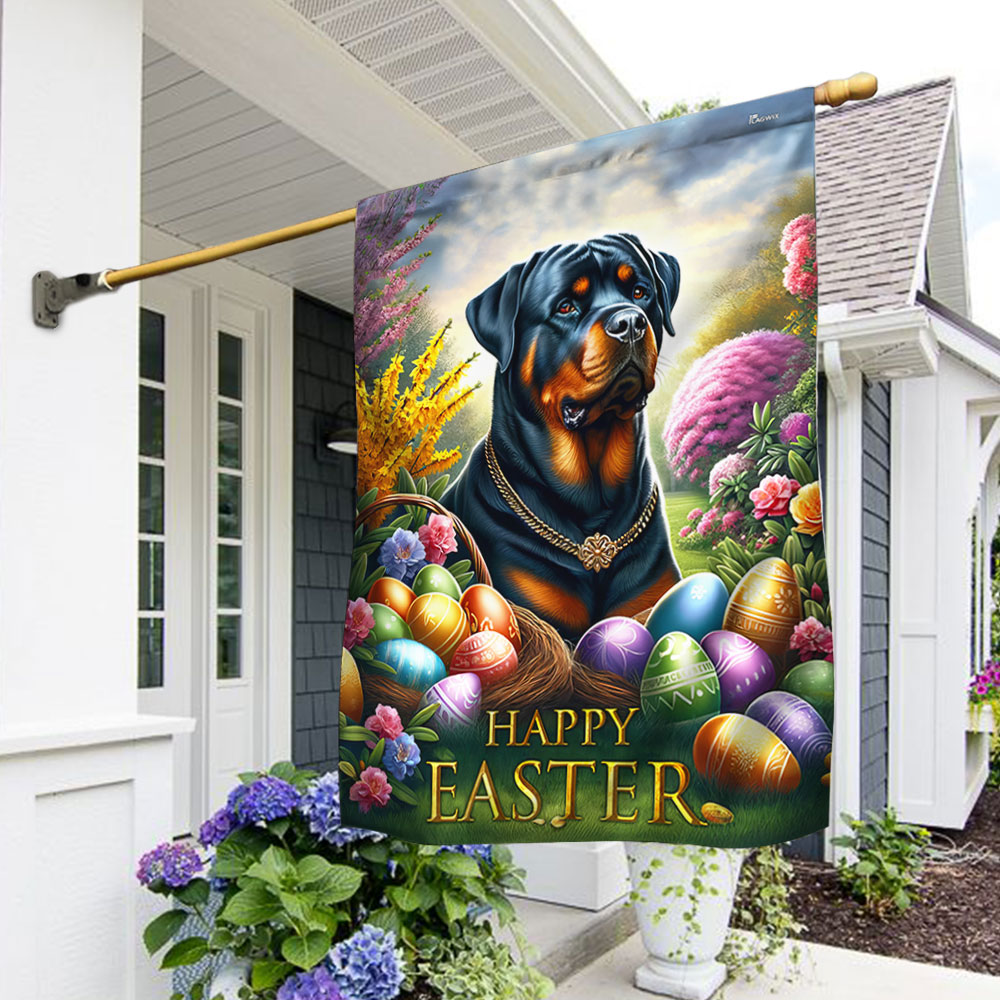 FLAGWIX Rottweiler Dog Happy Easter Flag TQN2496Fv3 – Flagwix