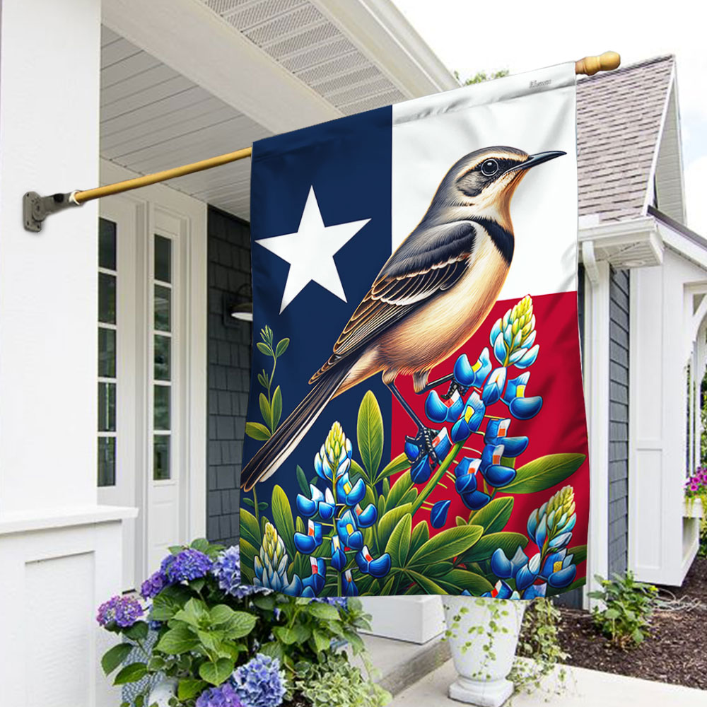 Texas State Mockingbird and Bluebonnet Flower Flag – Flagwix