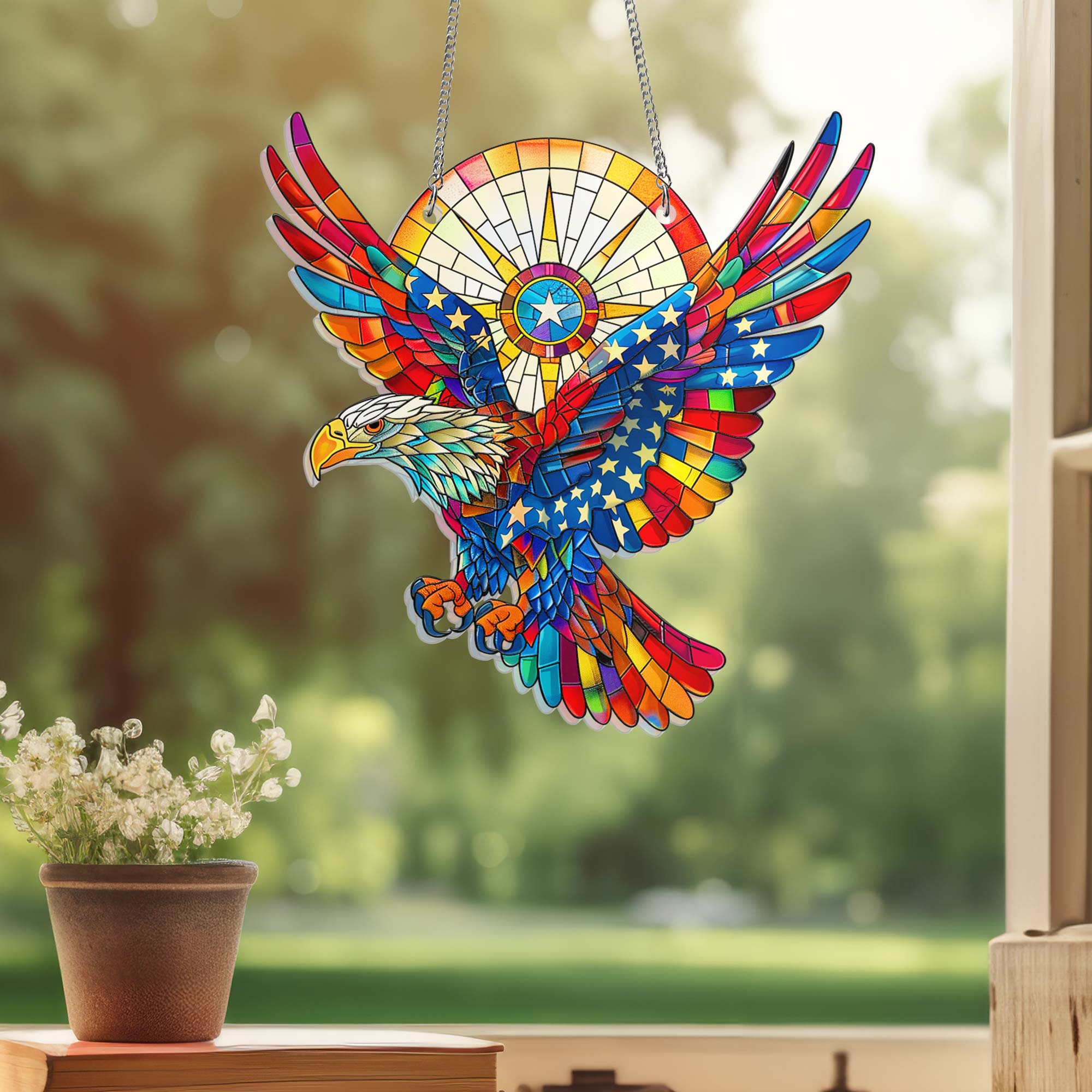 USA Flag American Eagle Suncatcher Acrylic Hanging VTM292ASn – Flagwix