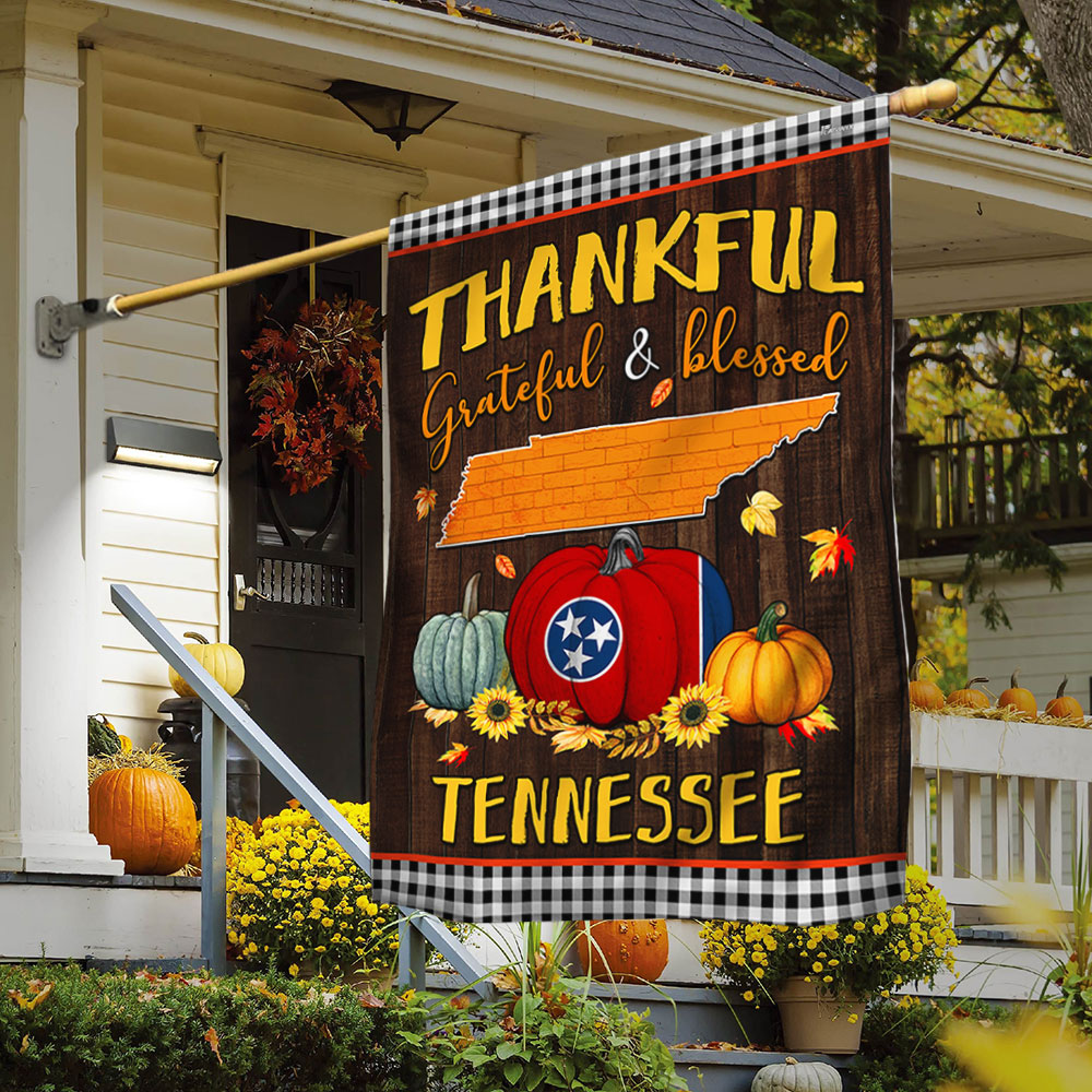 Tennessee State Fall Flag Thanksgiving Thankful Grateful And Blessed T ...