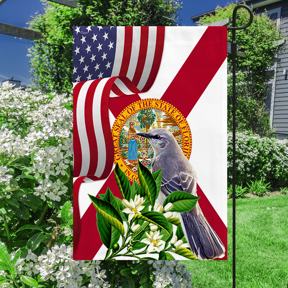 Florida Mockingbird and Orange Blossom Flower Flag – Flagwix