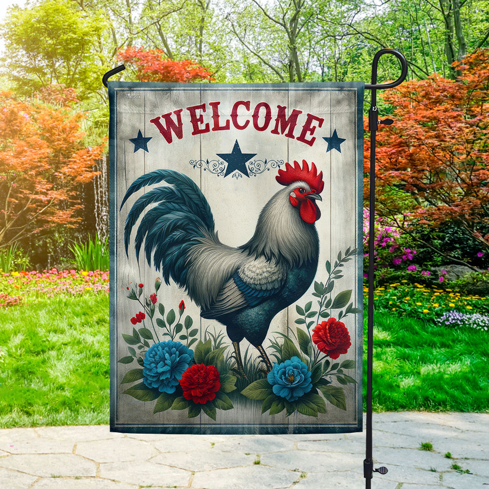 Rooster Chicken Welcome Farmhouse Flag – Flagwix