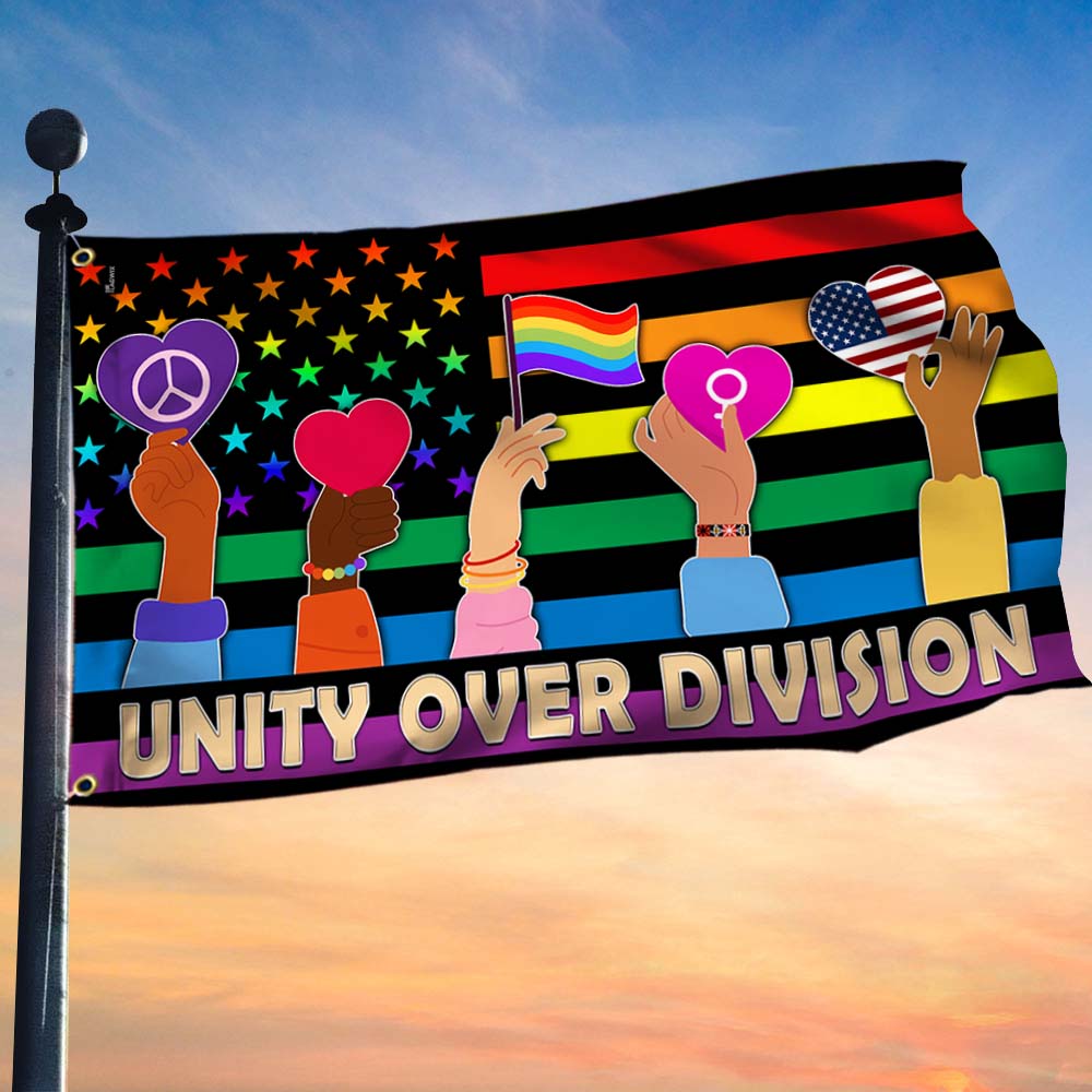 Unity Over Division LGBT Equality Rights Hippie Peace Grommet Flag MLN ...